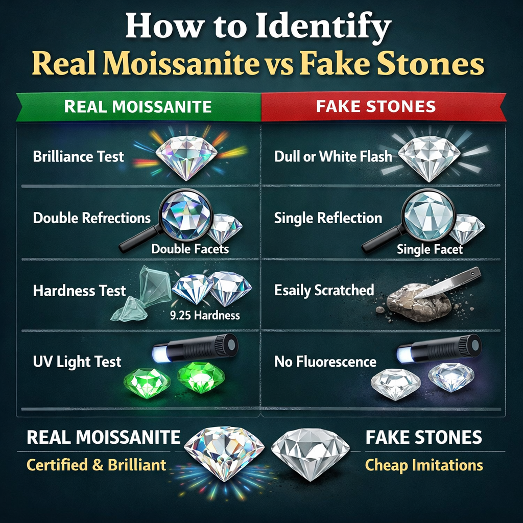 How to Identify Real Moissanite vs Fake Stones